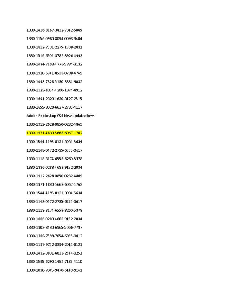 Serial Number Photoshop cs6 | PDF