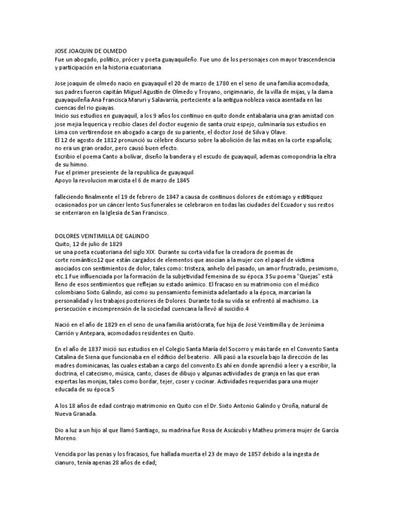 Obras y vida de José Joaquín de Olmedo | PDF | Historia | Ficción general