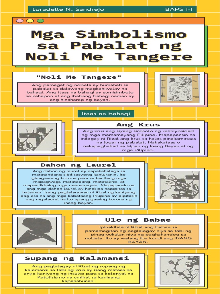 RIZAL - Mga Simbolo NG Pabalat NG Noli Me Tangere | PDF