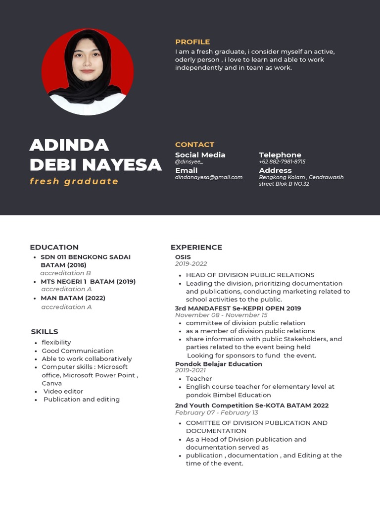 Adinda Debi Nayesa: Fresh Graduate | PDF | Human Communication | Communication