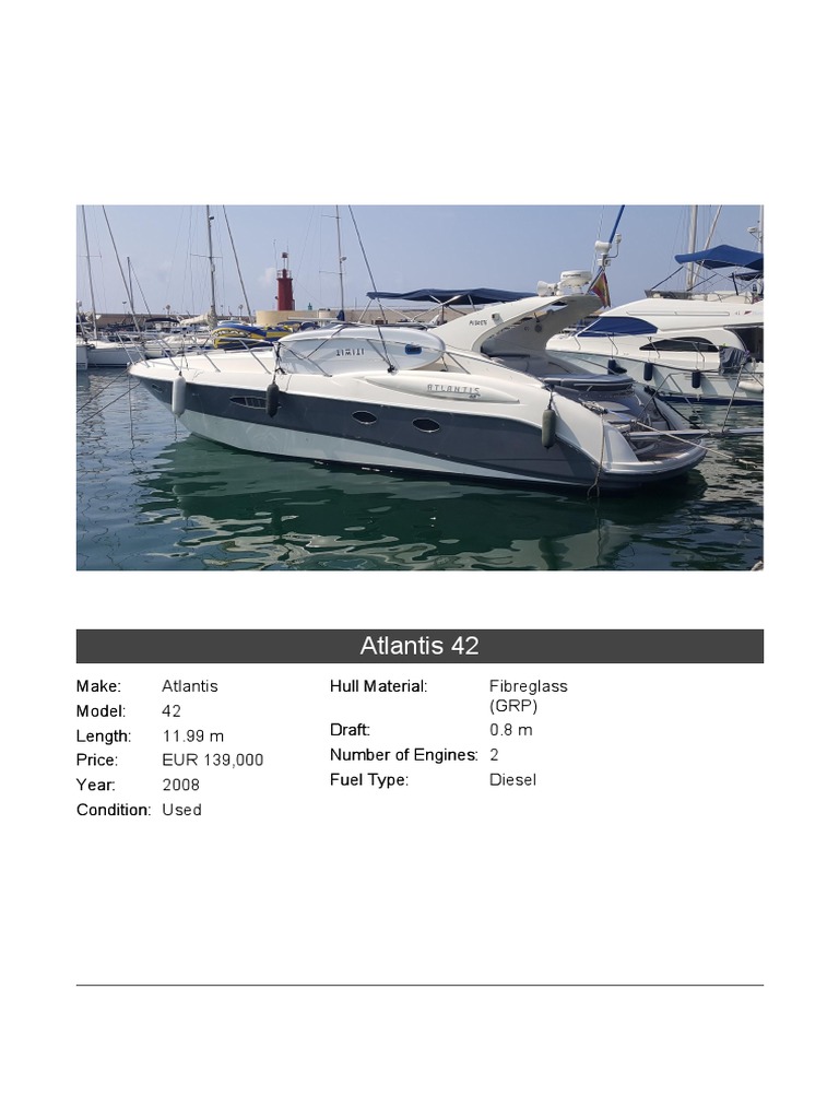 Atlantis 42 - 2008 BF | PDF | Marine Propulsion | Engines