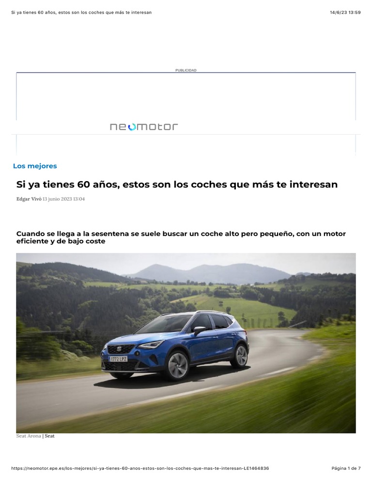 Si Ya Tienes 60 Años, Estos Son Los Coches Que Más Te Interesan | Descargar gratis PDF | Carros ...