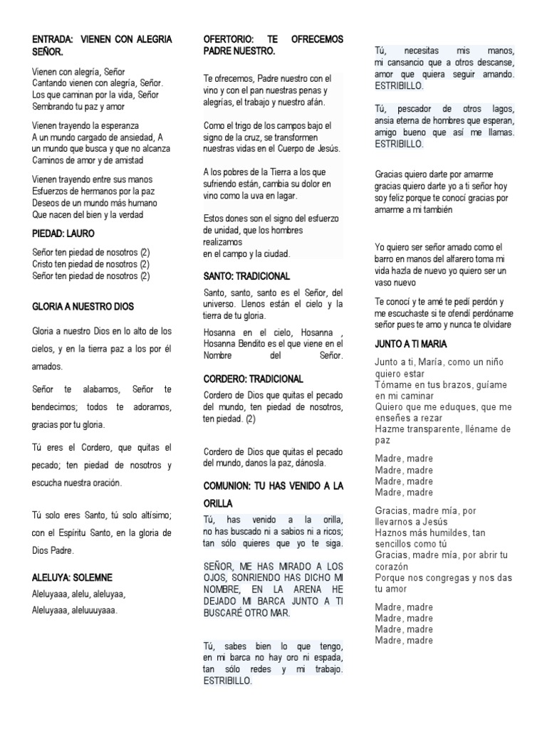 Cantos de Entrada | PDF | Oración | María, madre de Jesús
