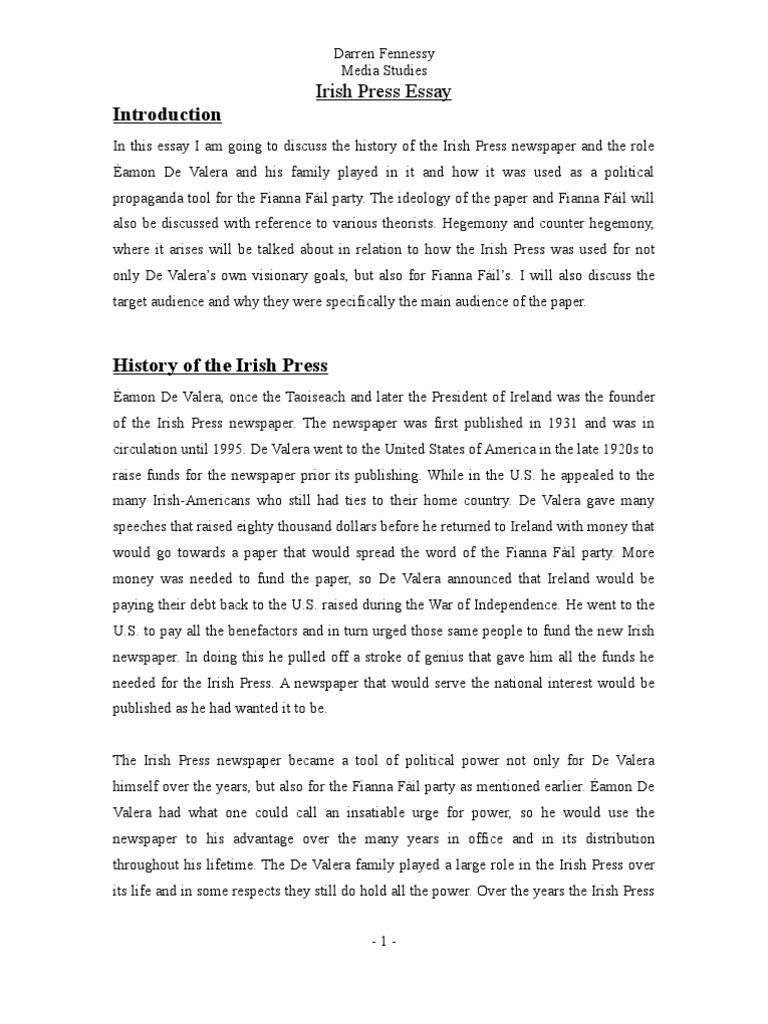 Irish Press Essay | PDF | Republic Of Ireland | Karl Marx