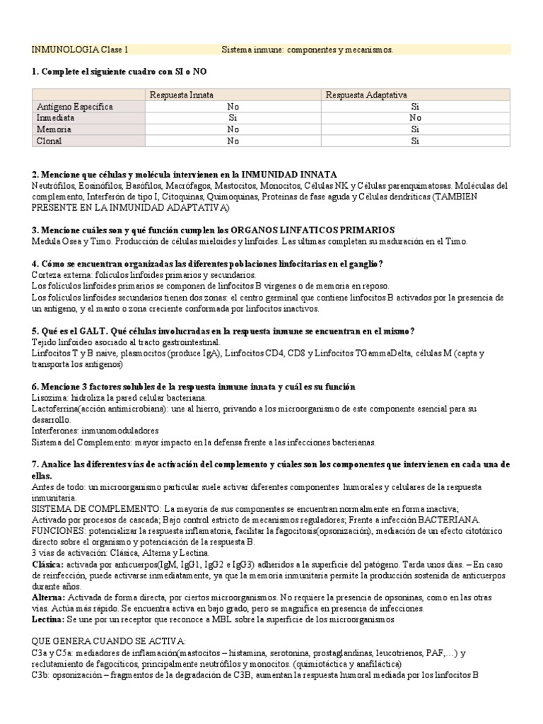 Inmunología: Sistema Inmune y Mecanismos | PDF