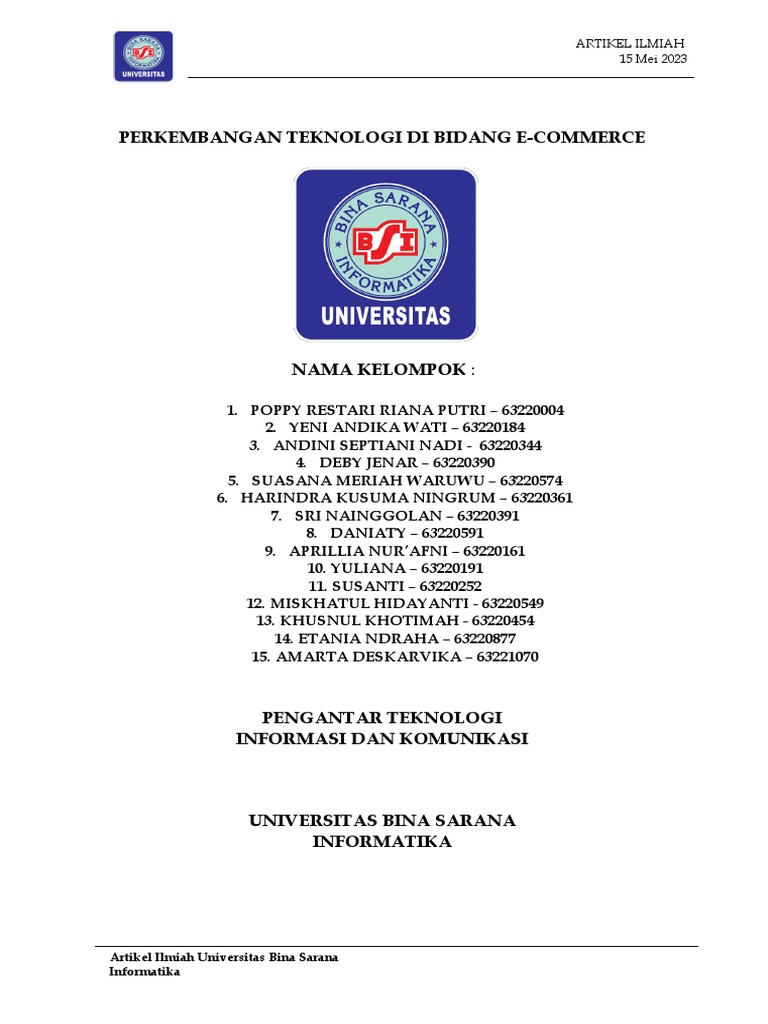 Perkembangan Teknologi Di Bidang E-Commerce | PDF