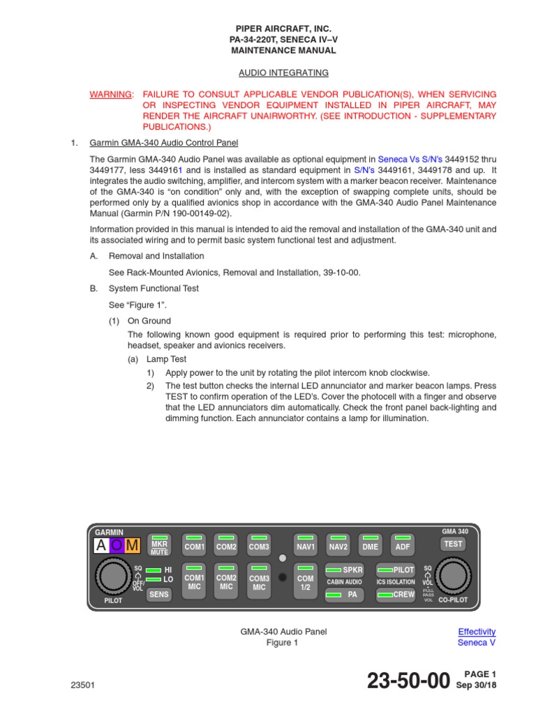 GMA-340 Audio Panel Maintenance Guide | PDF | Electrical Connector ...