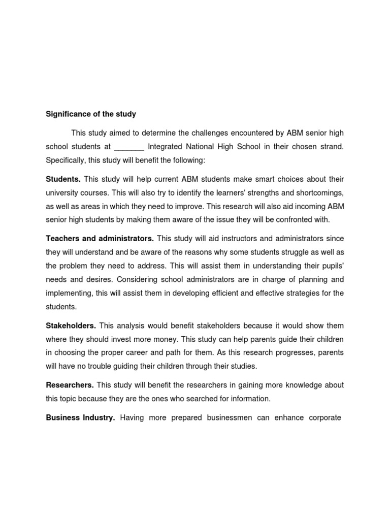 Sample_Significance-of-the-study | PDF