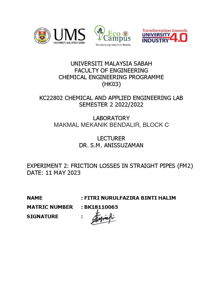 KC22802_FM 2_BK18110065_FITRI NURULFAZIRA HALIM | PDF | Reynolds Number ...