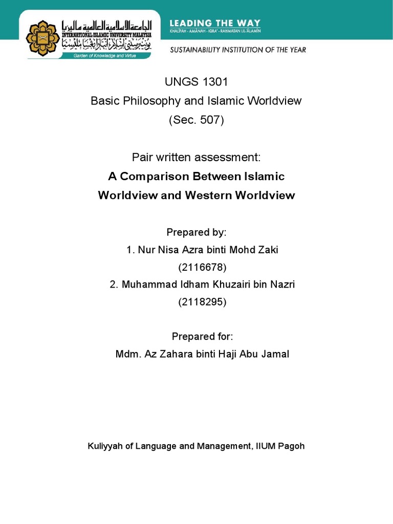 UNGS 1301 Pair Written Assessment - Islamic Vs Western Worldview | PDF