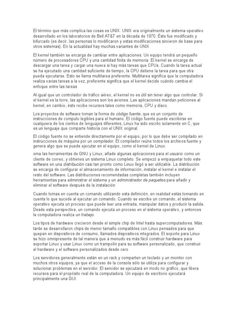 Introducción a UNIX y Linux: Conceptos Clave | PDF