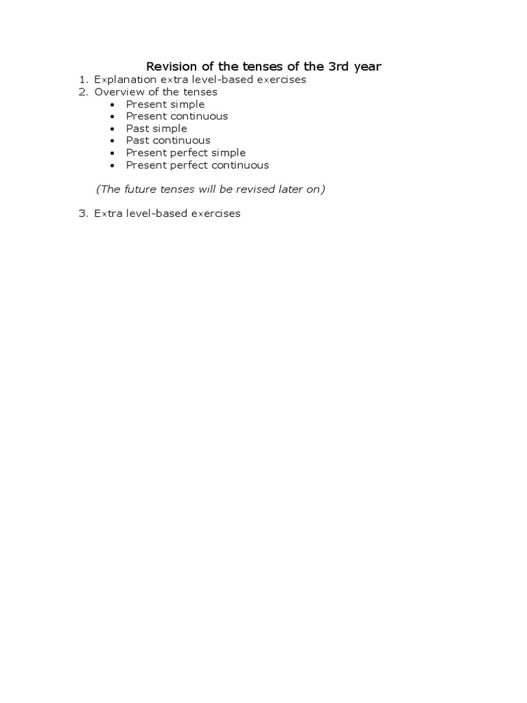 2022 - Overview of The Tenses & Extra Level-Based Exercises | PDF ... 2022 - Overview of The Tenses & Extra Level-Based Exercises | PDF ...