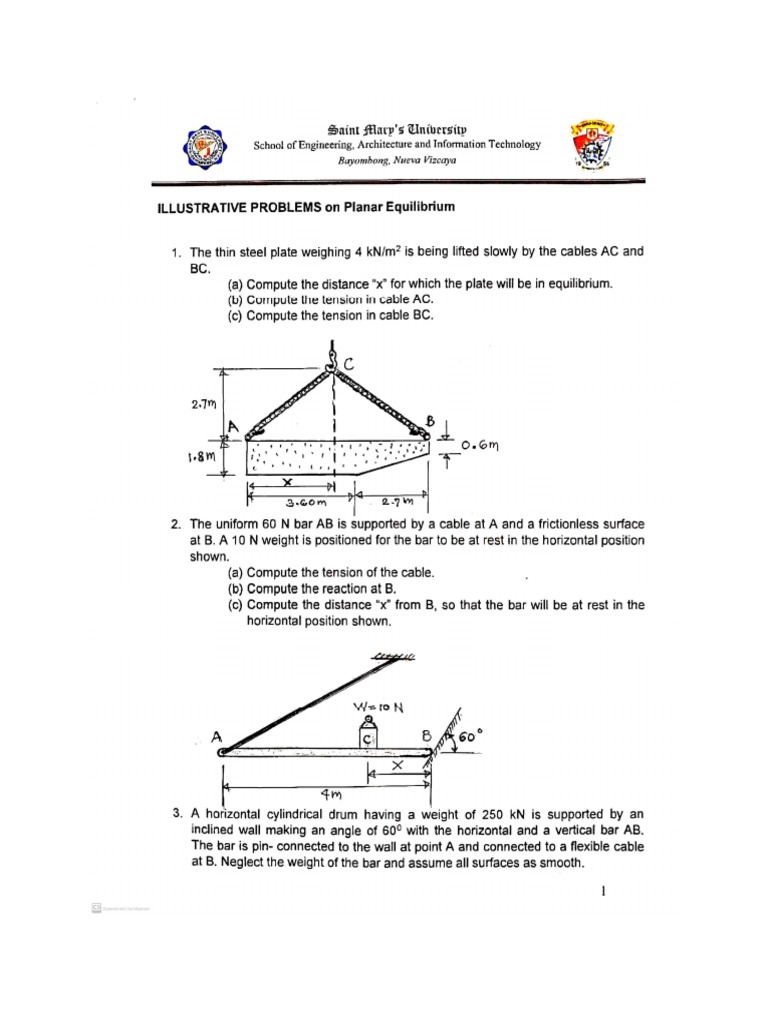 Illustrative Problems On Planar Equilibrium | PDF