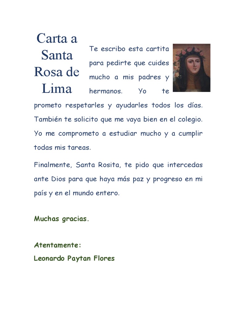 Carta A Santa Rosa de Lima | PDF