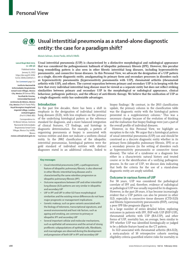 2023 Usual Interstitial Pneumonia As A Stand-Alone Diagnostic | PDF ...