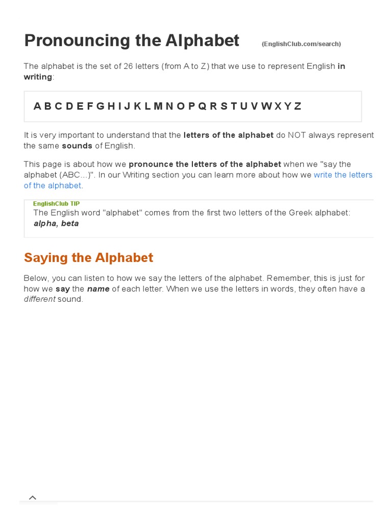 Pronouncing The Alphabet - Pronunciation - EnglishClub | PDF