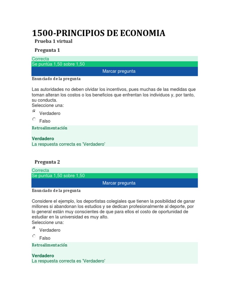 Prueba Corta 1 - Virtual | PDF | Microeconomía | Ciencias económicas