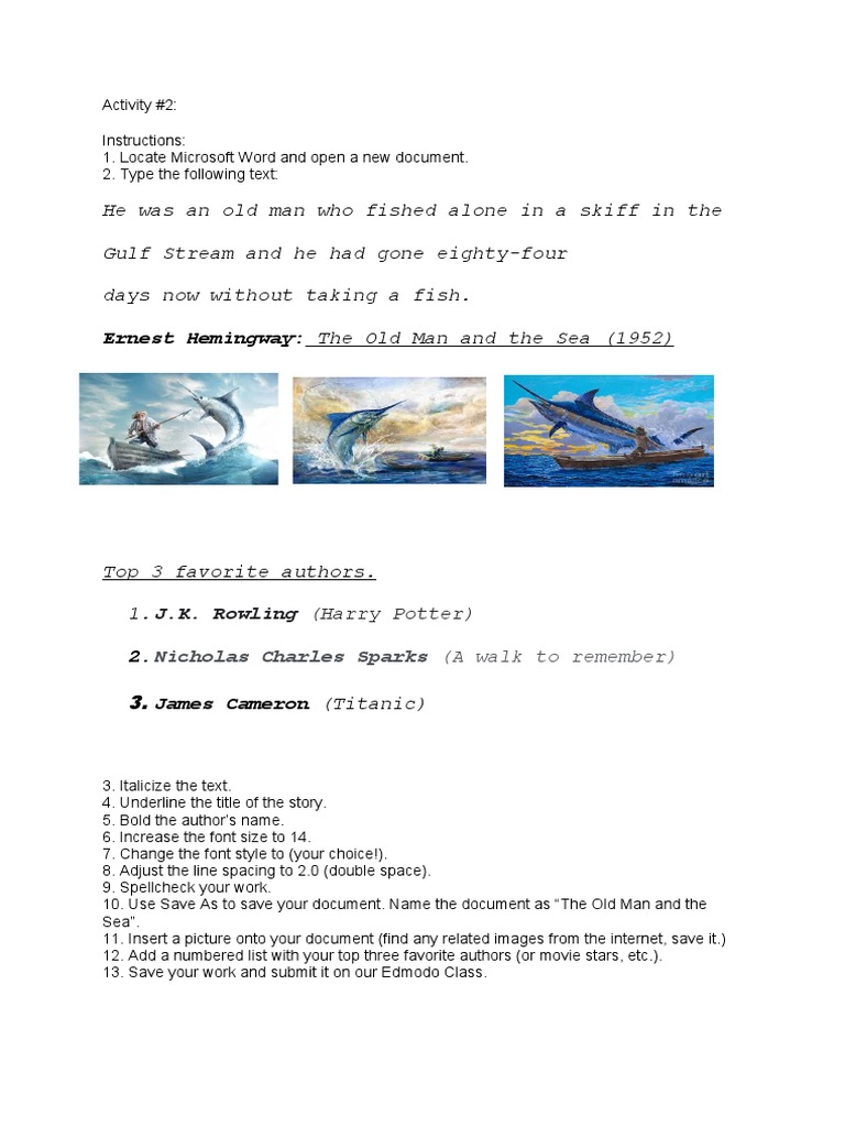 Document Formatting for "The Old Man" | PDF