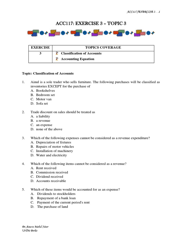 Acc117 Exercise 3 - Topic 3 | PDF