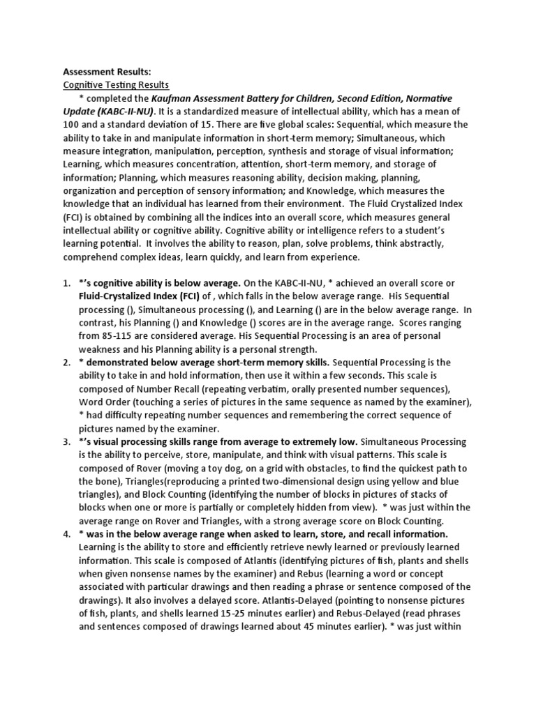 KABC-2NU Template | Download Free PDF | Behavior Modification ...