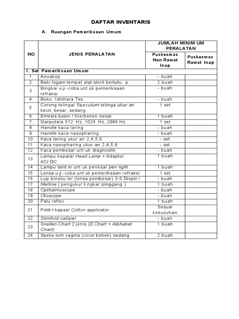 Form Inventaris Barang | PDF