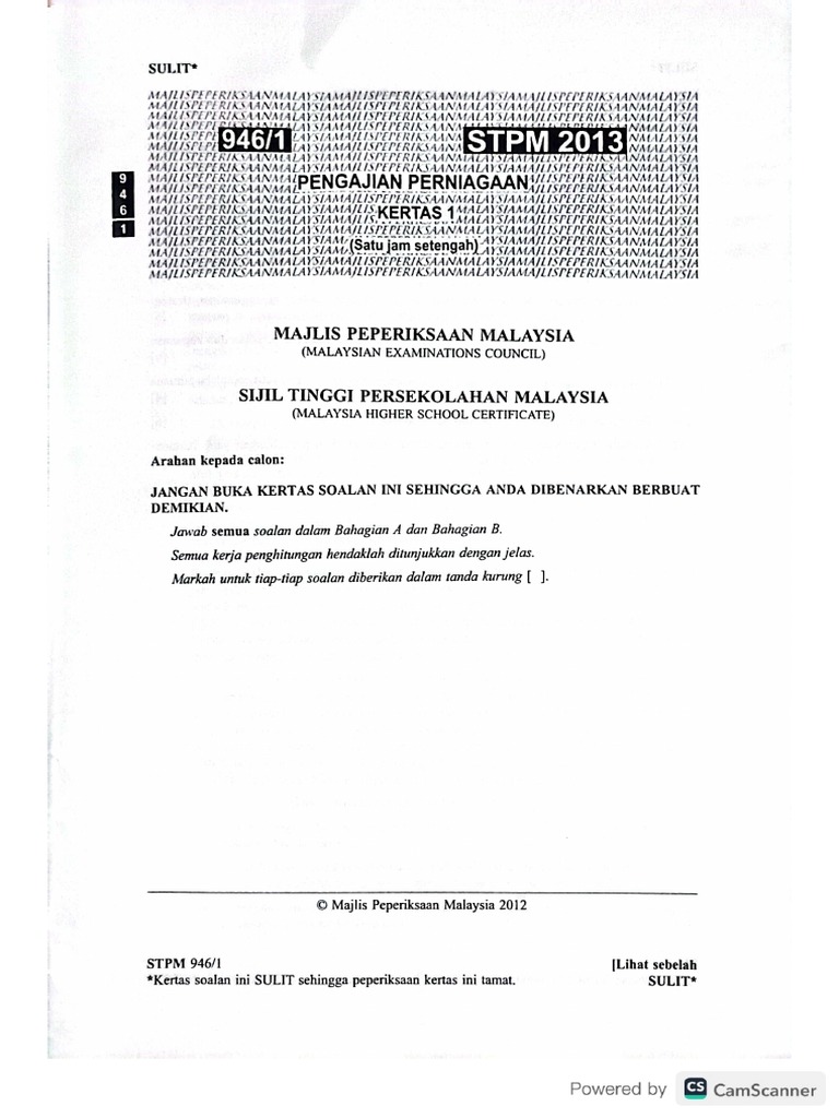 PP 1 STPM 2013 | PDF