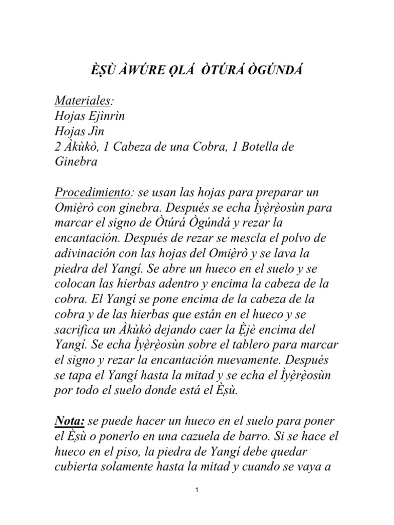 Eṣu Awure Ọla Otura Ogunda | PDF