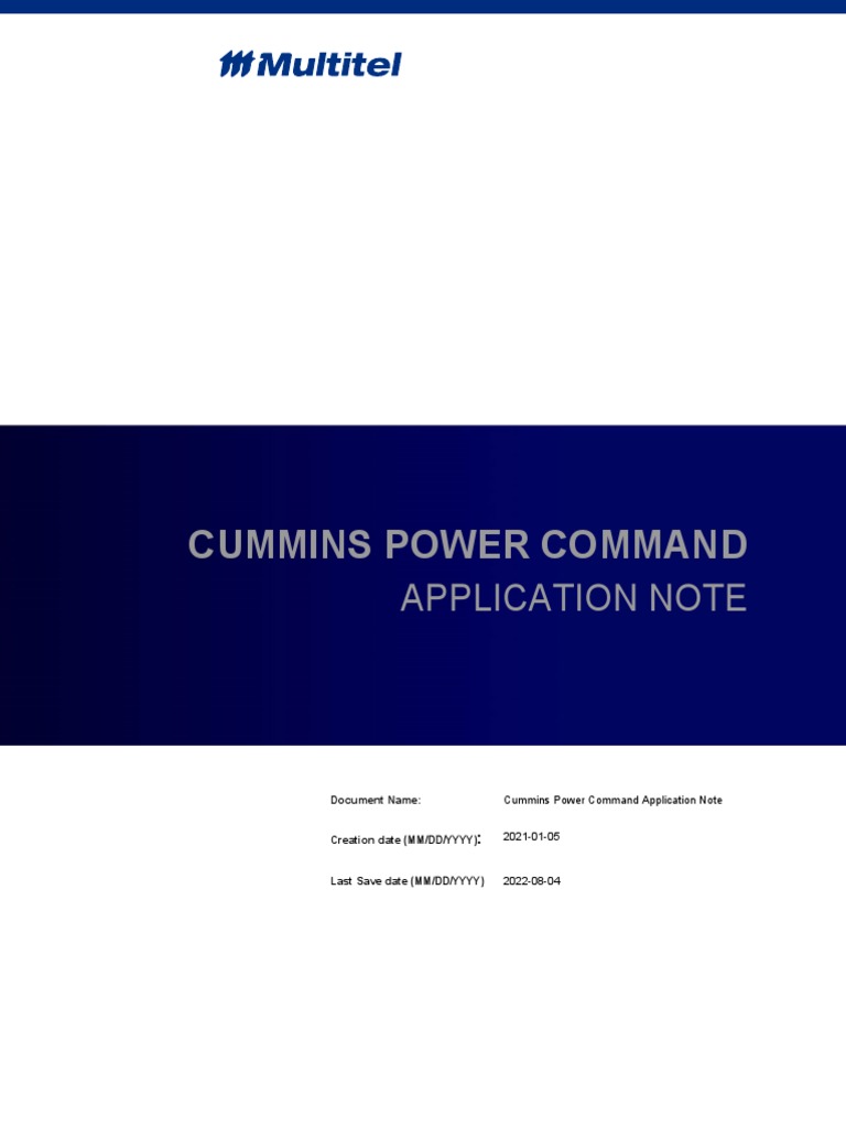Application Note Cummins Power Command MODBUS RTU FUSION | PDF