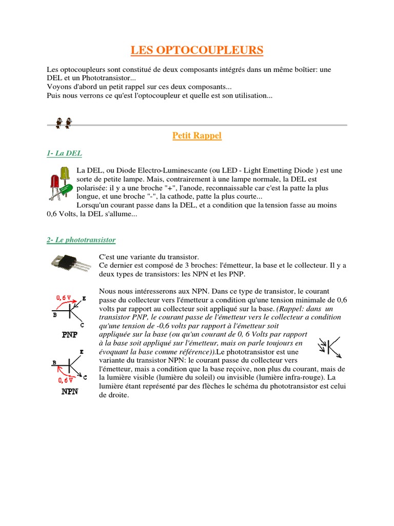 Guide sur les optocoupleurs et leur usage | PDF