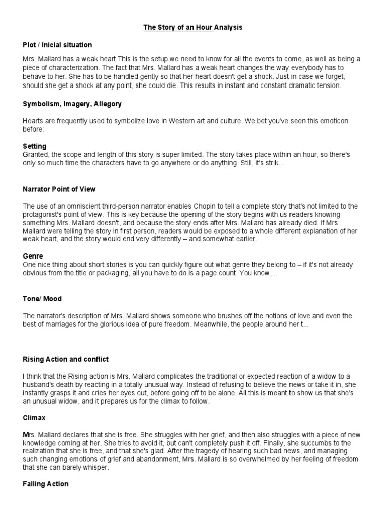 The Story of An Hour Summary | PDF