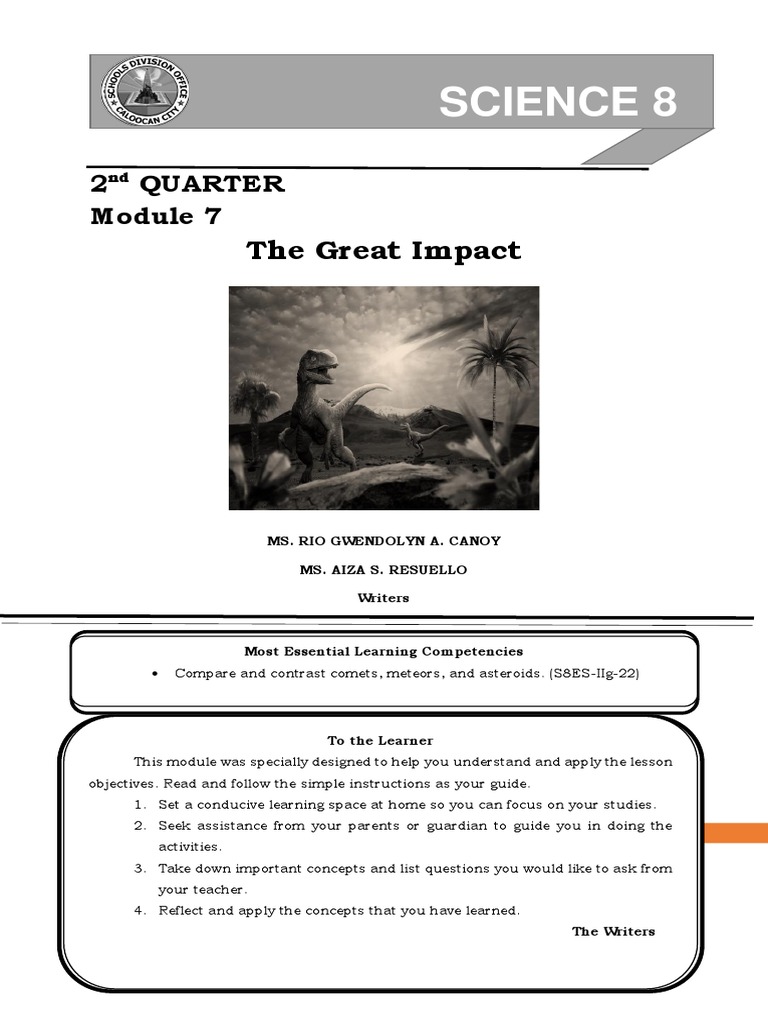 Science 8 Q2 Week 7 | Download Free PDF | Meteoroid | Impact Crater