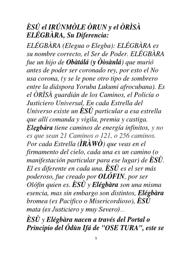 ESU El IRUNMOLE ORUN y El ORISA ELEGBARA | PDF