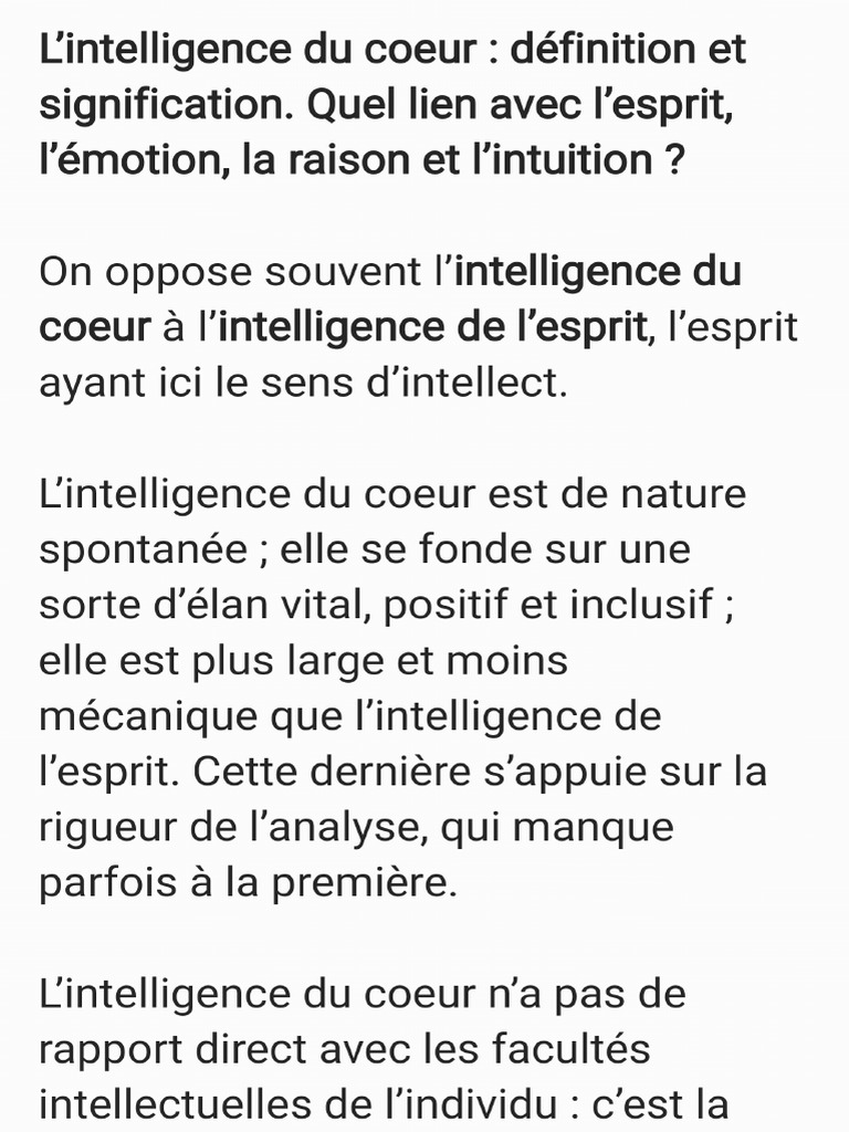 L’intelligence du Coeur | PDF