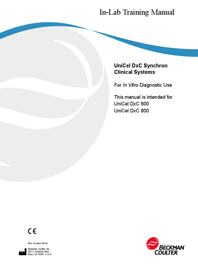 UniCel DxC 600 800 in-Lab Training Manual | PDF | Electrolyte ...