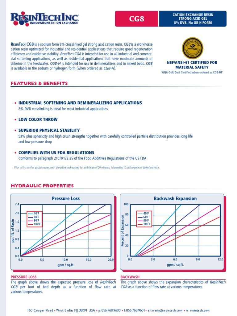 175 Resina Cationica - (Resintech) Modelo CG8 | PDF | Sulfuric Acid ...