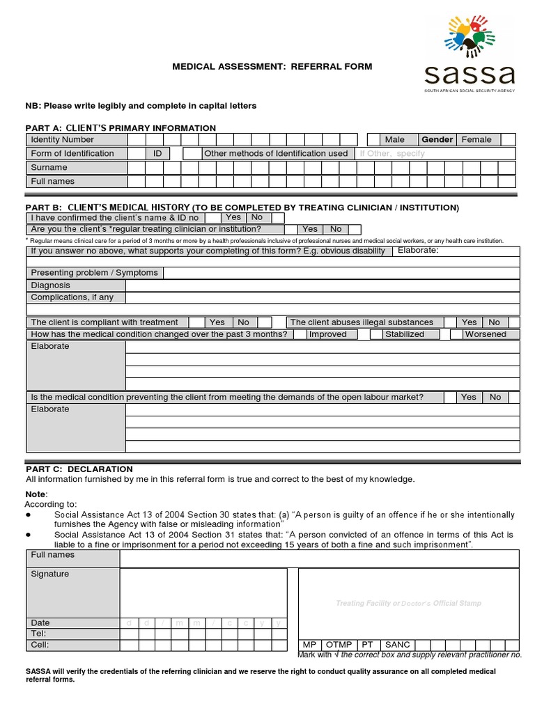 Medical Assessment Referral Form | PDF