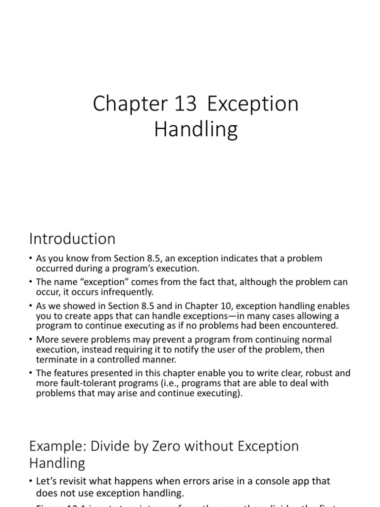 Chapter 13 Exception Handling 2 Pdf Parameter Computer Programming Computer Program