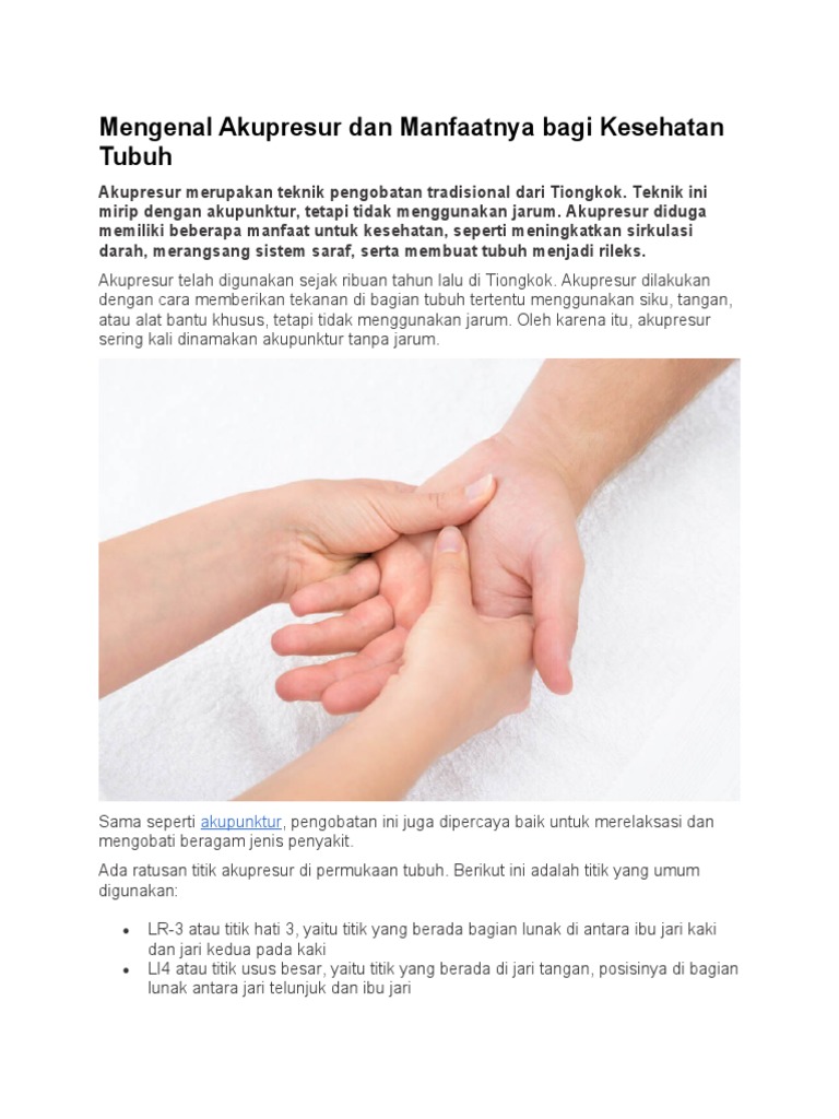 Manfaat Akupresur untuk Kesehatan | PDF