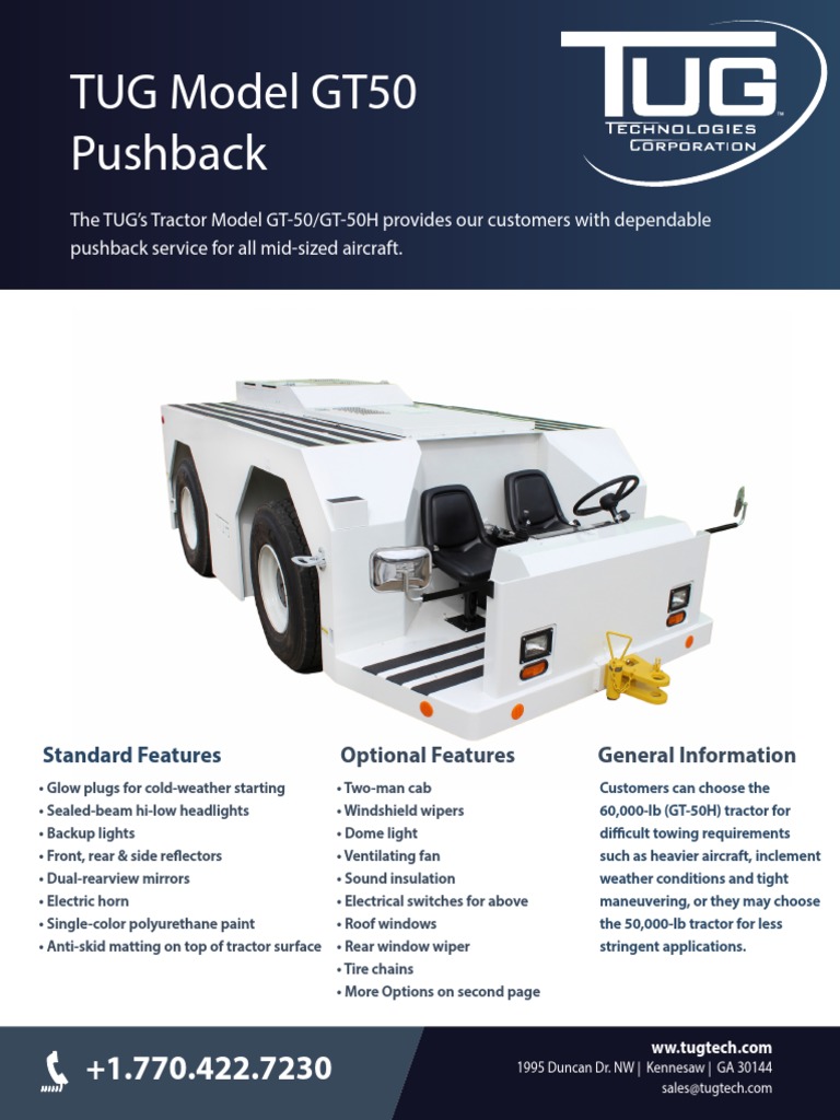 TUG Model GT50 Pushback | PDF | Brake | Tractor