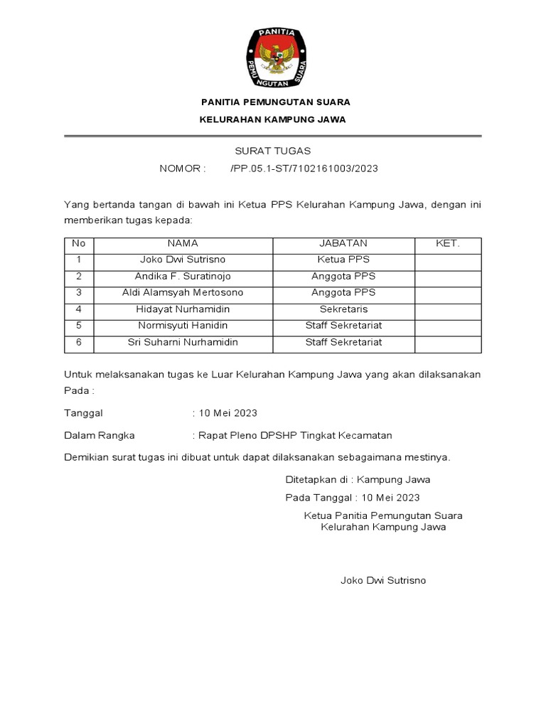 Format Dn.05.a (Surat Tugas) - 1 | PDF