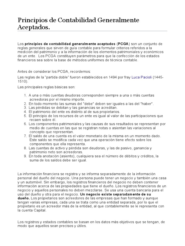 Principios de Contabilidad Generalmente Aceptados-1 | PDF | Contabilidad | Business