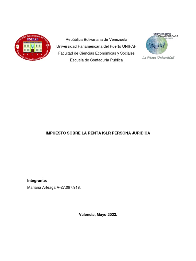 Informe Islr | PDF | Impuesto sobre la renta | Impuestos