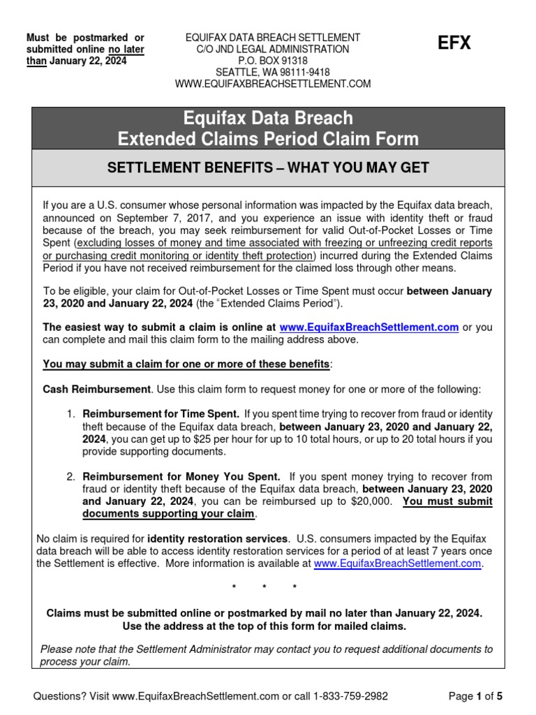 1033 EFX Claim Form For Extended Claims Period (7.20.2022) | PDF