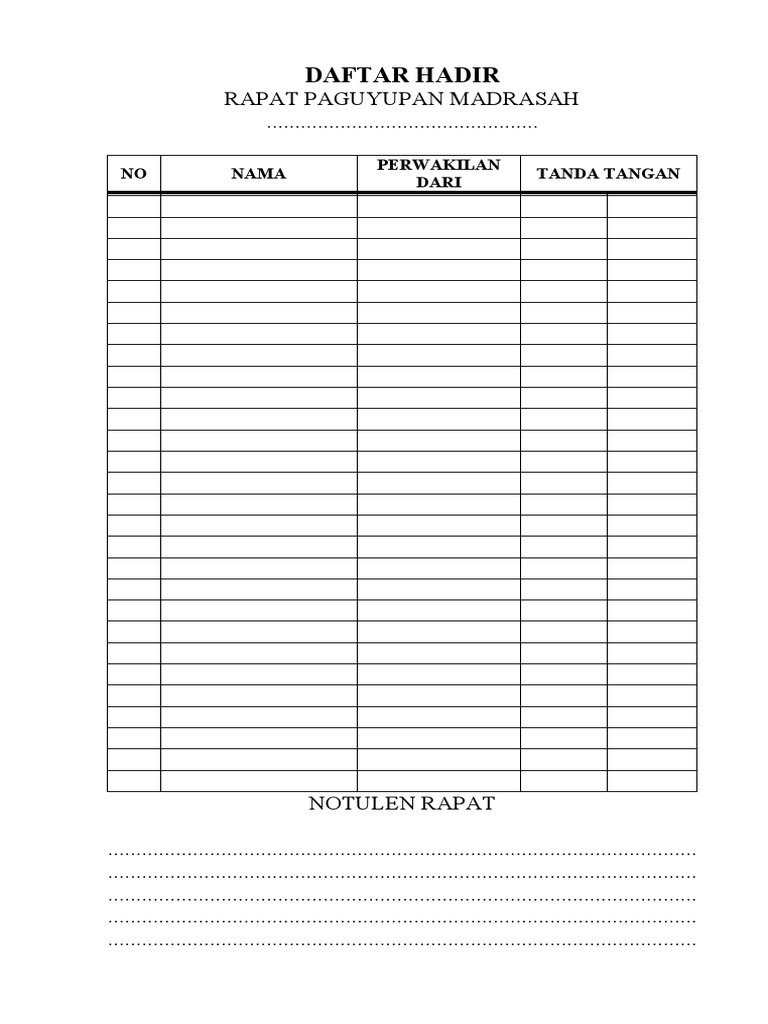 Daftar Hadir Rapat Madrasah | PDF