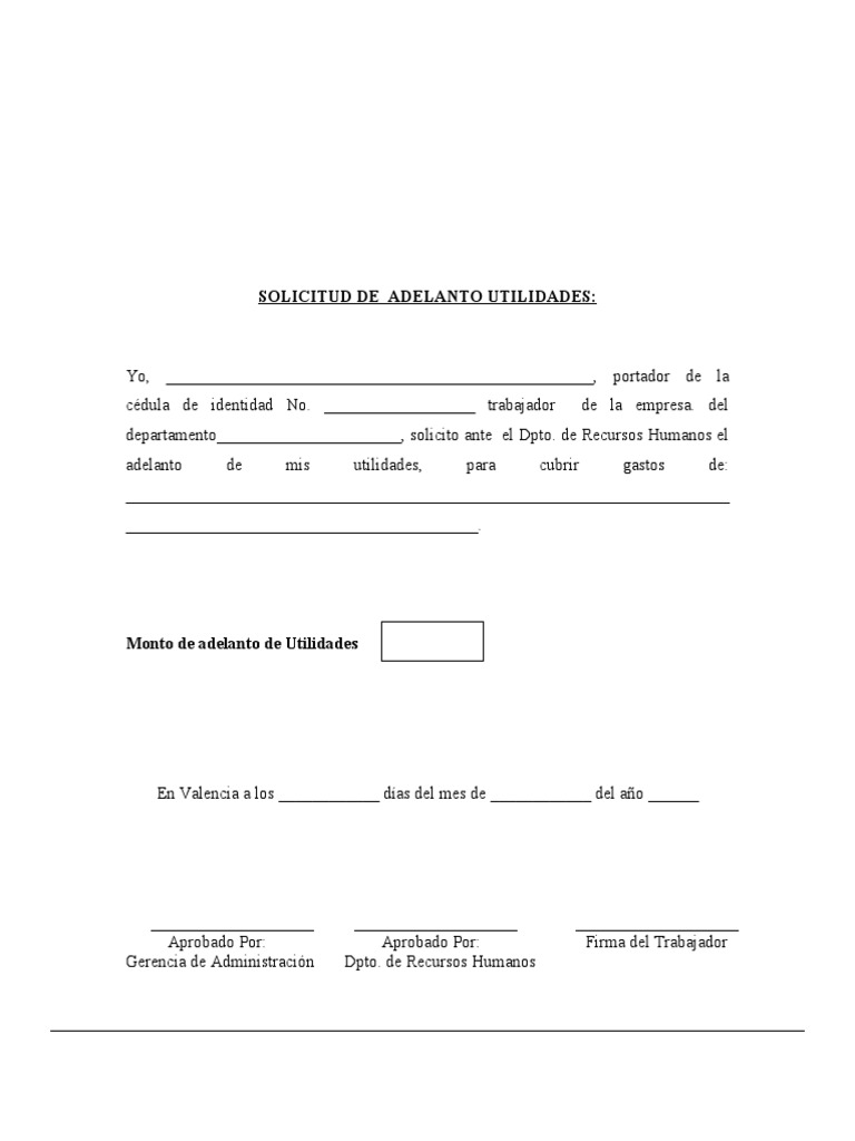Formato de Adelanto de Utilidades | PDF