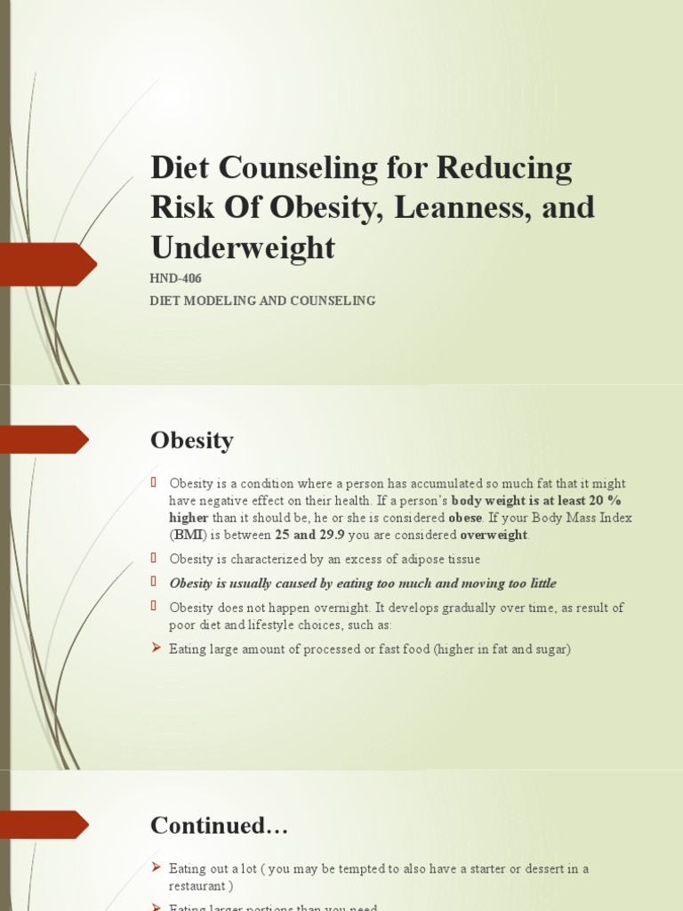 Diet Counseling For Reducing Risk of Obesity | PDF | Leptin | Obesity