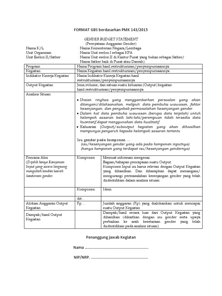 Format Gbs Berdasarkan PMK 143 | PDF