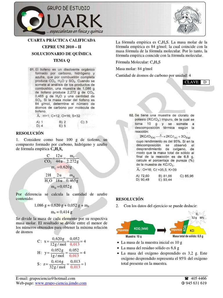Solucionario Cuarta Práctica Cepre Uni 2010 | PDF