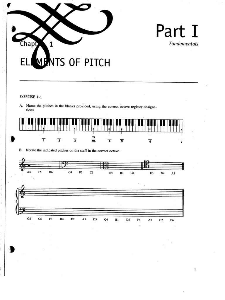 Music Theory I - Exercise 1 Element of ptich and Notation (1) | PDF ...