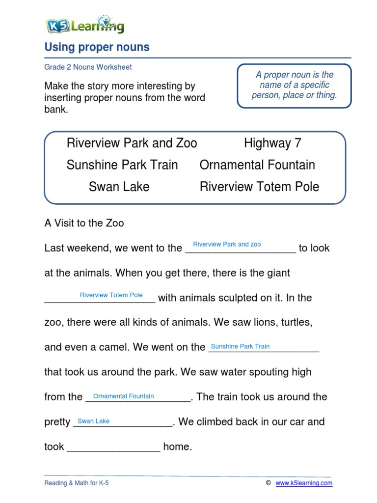 Grade 2 Proper Nouns B | PDF